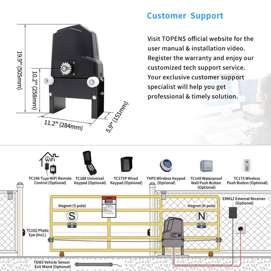 Fast Sliding Gate Opener & Motor | TOPENS