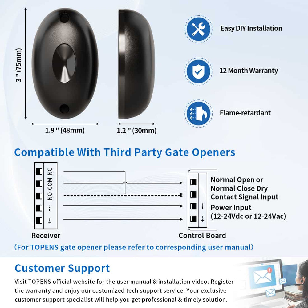 Photo Eye Infrared Beam Sensor for Automatic Gate Opener | TOPENS