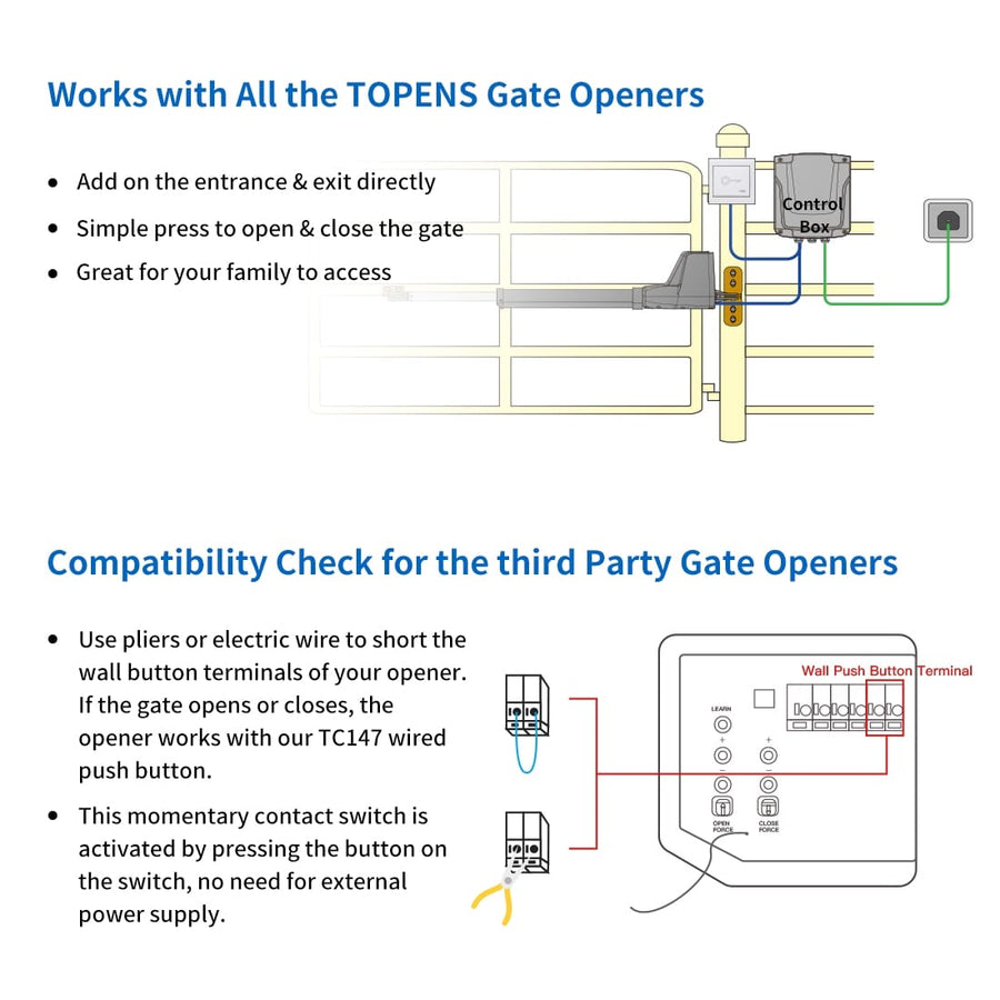 Wall Push Button Switch for Automatic Gate Opener | TOPENS