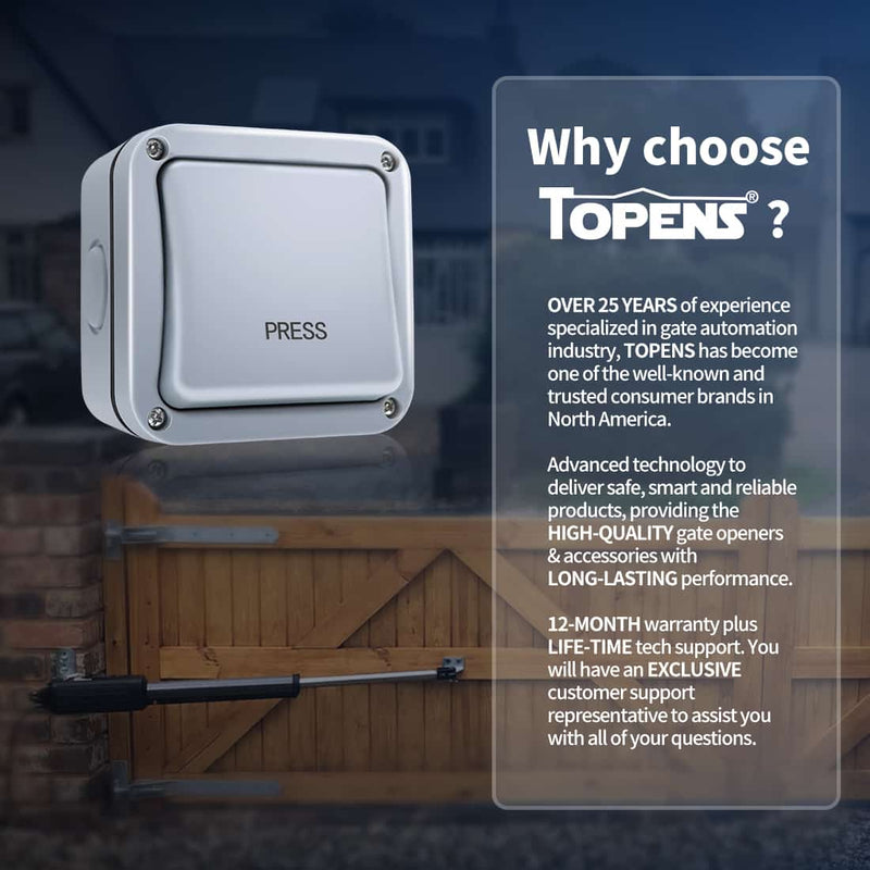 Waterproof Push Button Switch for Gate Opener | TOPENS