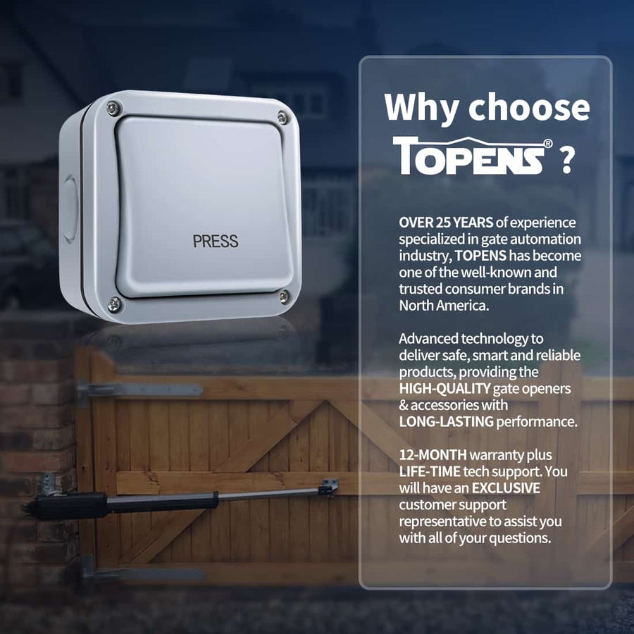 Waterproof Push Button Switch for Gate Opener | TOPENS