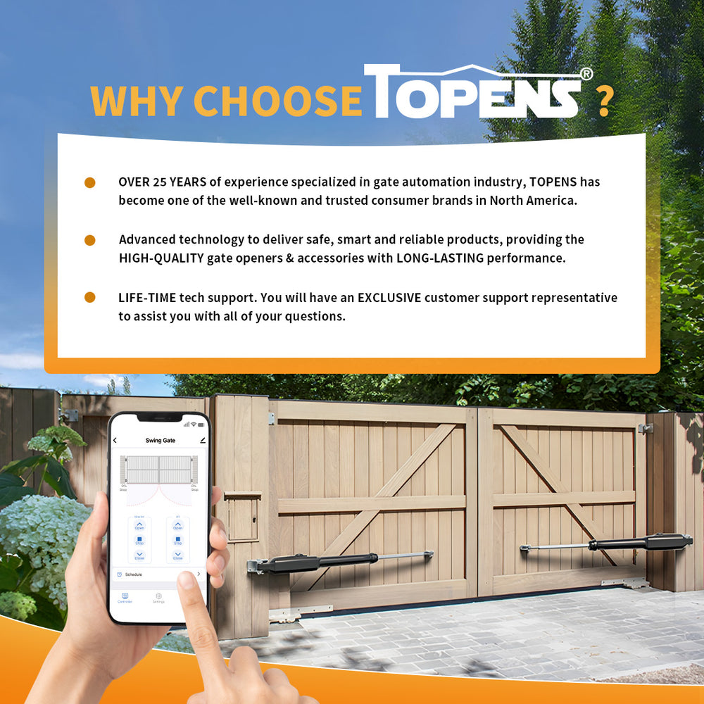 Smart Gate Opener for Heavy Duty Dual Swing Gates with App | TOPENS