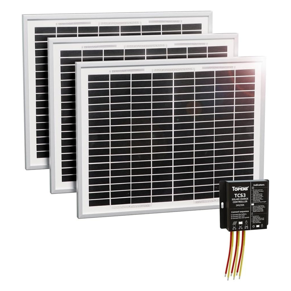 30 Watt Monocrystalline Solar Panels for Gate Openers | TOPENS